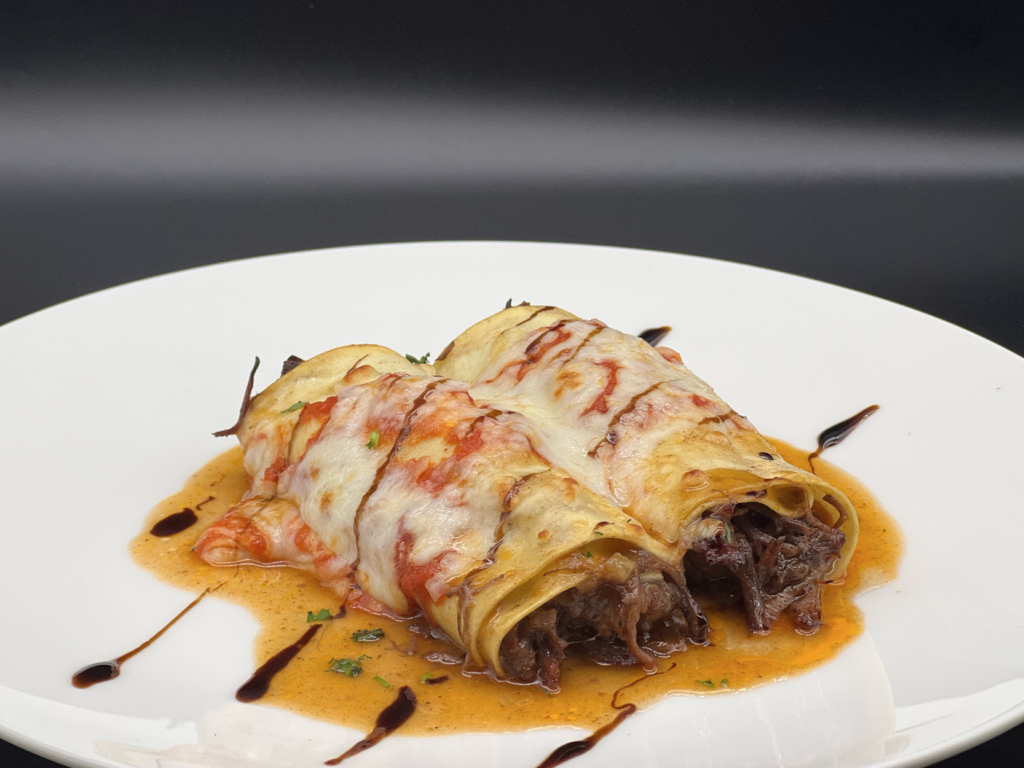 Shredded Beef Cannelloni with Bechamel Sauce and Fontina Cheese - Chef ...